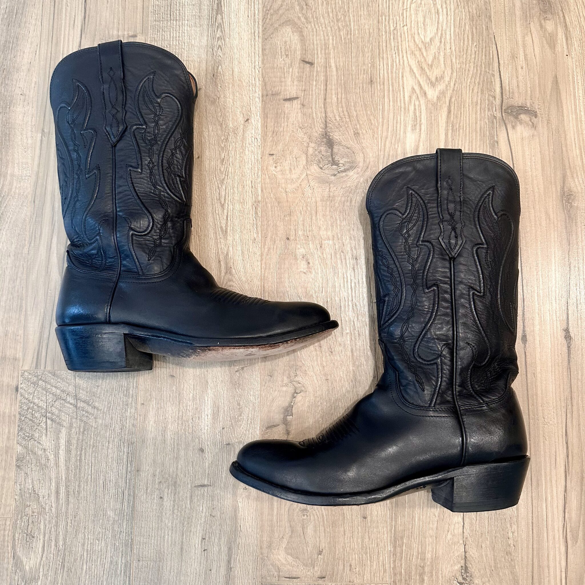 Lucchese Men’s Black Cowboy Boots Cole Calfskin Style M1006.R4 – From ...